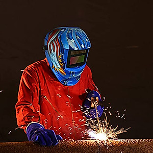 Welding Helmet, Solar Powered Auto Darkening Hood with Adjustable Wide Shade Range 9-13 for Mig Tig Arc Weld Grinding Welder Mask - American Eagle