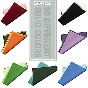 Aubliss 50pcs 9.84" x 9.84" (25cm x 25cm) Cotton Fabric Bundle PreCut Squares Fat Quarter for Patchwork Sewing DIY Craft Quilting Fabric (Bright Solid Colors)