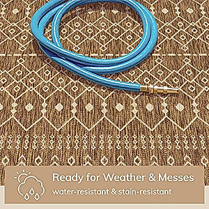 Well Woven Medusa Nord Moroccan Tribal Indoor/Outdoor Brown Flatweave 5'3" x 7'3" Area Rug