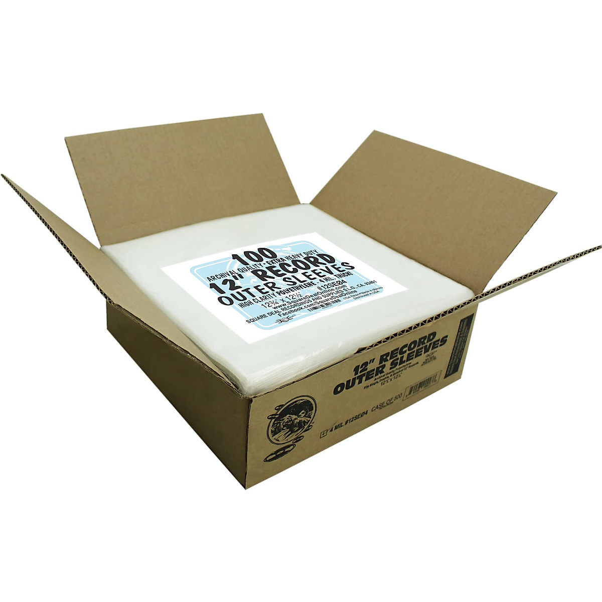 (500) 12" Record Outer Sleeves - Extra Heavy Duty 4 Mil Thick - Soft Polyethylene - 12-3/4" x 12-1/2" - Archival Quality