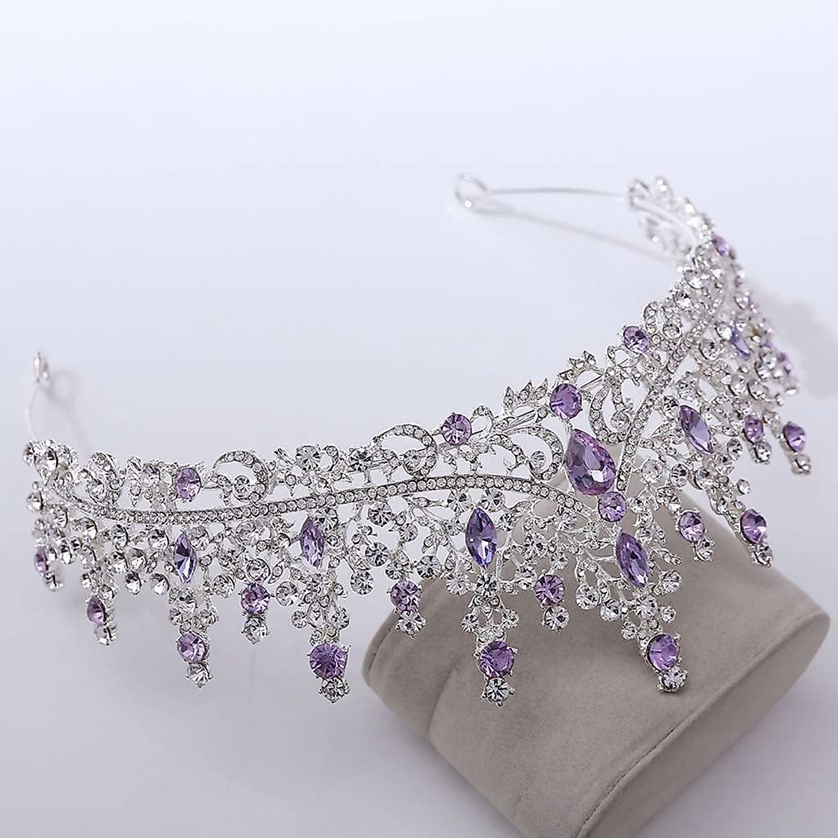 Birthday Party Queen Tiaras Crowns for Women Lavender Shiny Gothic Wedding Anniversary Headbands,4