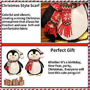 Cute Plush Penguin Stuffed Animal with Hat and Scarf, Penguins Plush Toys,Christmas Penguin Plush Soft Body Pillow Plushies,Room Decor, Gift for Girls and Boy Halloween, Birthdays (Red, 9.8 in)