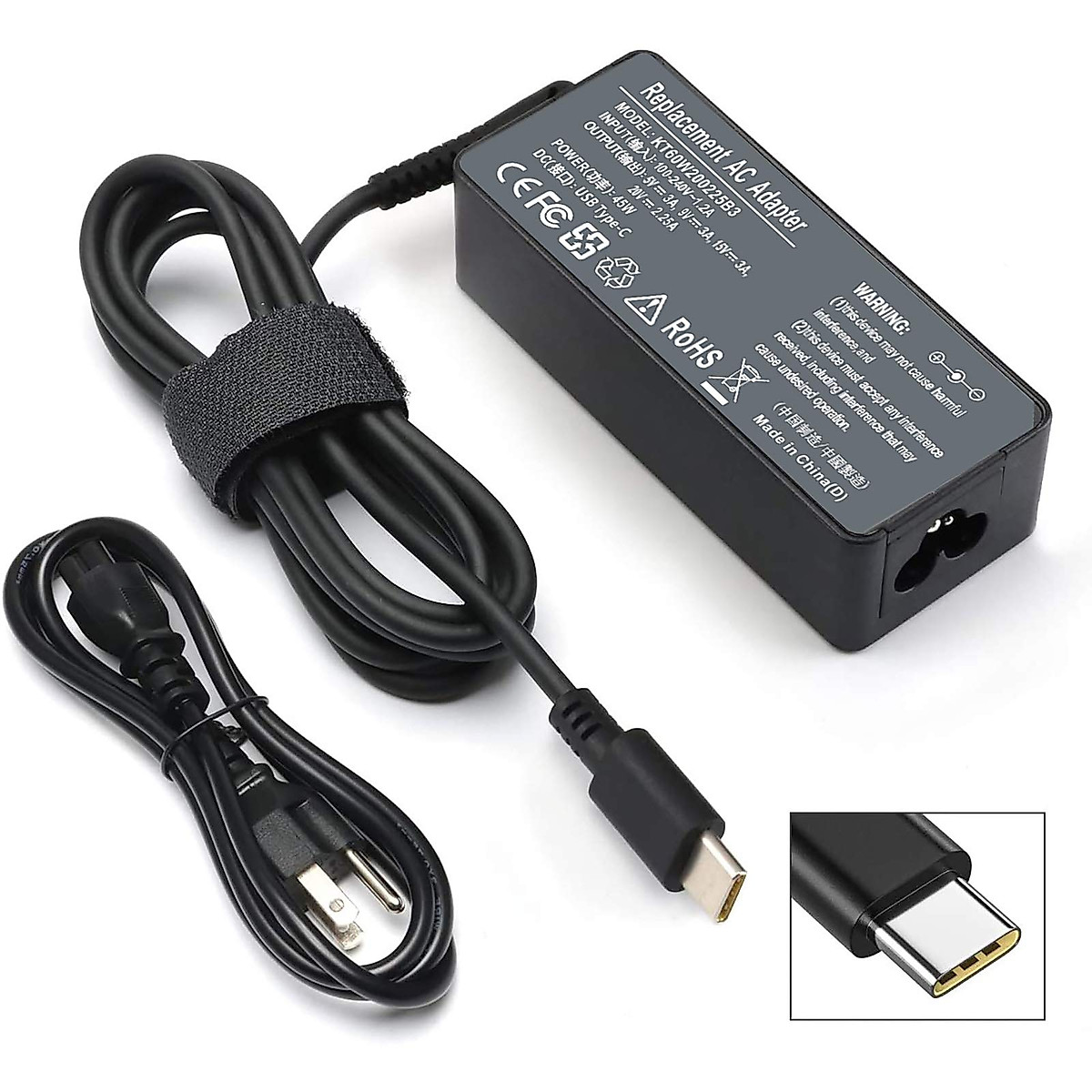45W Type C USB C Laptop Charger Adapter Compatible with Dell XPS 13 9333 9370 9360 9350 9365 9380 Latitude 13 3380 3390 3379 7350 7368 7370 7389 7390 2-in-1 Latitude 14 5490 7490 Latitude 15 5590 7569