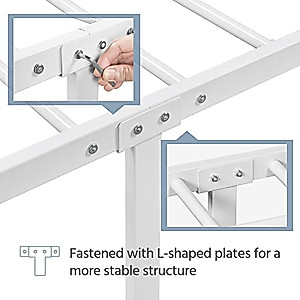 Yaheetech Twin Bed Frame Metal Platform Bed with Petal Accented Headboard/Footboard/14.4 Inch Under Bed Storage/No Box Spring Needed, White