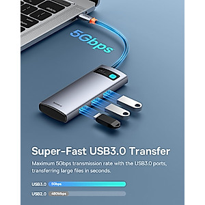 Baseus USB C to HDMI Adapter, 4K@60Hz USB C Docking Station, 7 in 1 USB C Hub with 3 USB-A, PD 100W, TF/SD Card Reader, USB C Dock Compatible for iPhone 15/Mac/Dell/Acer/HP/ASUS/Steam Deck/Rog Ally