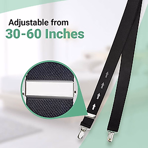 Hold’Em Bed Sheet Fastener Suspenders - Heavy Duty USA Made, Adjustable,Straight or Crisscross Keep Sheet SNUG Without Slipping Sheet Strap Holder Clips-2 pc. Adjustable White 2 Set