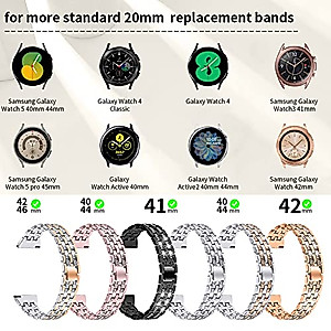 Joyozy Women Girls Stylish Band for Samsung Galaxy Watch (42mm)/Galaxy Watch3(41mm)/Active/2(40mm)/(44mm)/Ticwatch 2, Stainless Steel 20mm Jewelry Watch Strap Band Wrist Band Rhinestones Bracelet-Original Design(Rose Gold+Silver)