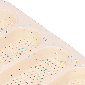 TOPINCN Baguette Mold Tool Pan Handle Mould Baking Tool Oven Mold Baking Pan Silicone for 4Pcs French Bread & Baguette Pans (Beige Color bar)