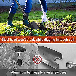 Garden Tools Set with Extension Handles, 5 Piece Thick Gardening Hand Tools, Heavy Duty Steel Rust-Proof Weeding Planting Tool Ideal Gardening Kit Gifts for Women and Men