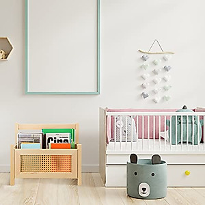 Leinuosen Rattan Bookshelf Nursery Kids Book Shelf Organizer Floor Kids Room Book Storage Boho Nursery Rattan for Bookcase Bedroom Kids Room Entryway Living Room Waiting Room Bedroom
