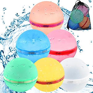 Reusable Water Bomb Balloons | Self Closing Soft Silicone Ball Bath Toy | Outdoor Water Splash Activity for Boys and Girls (6-pack)