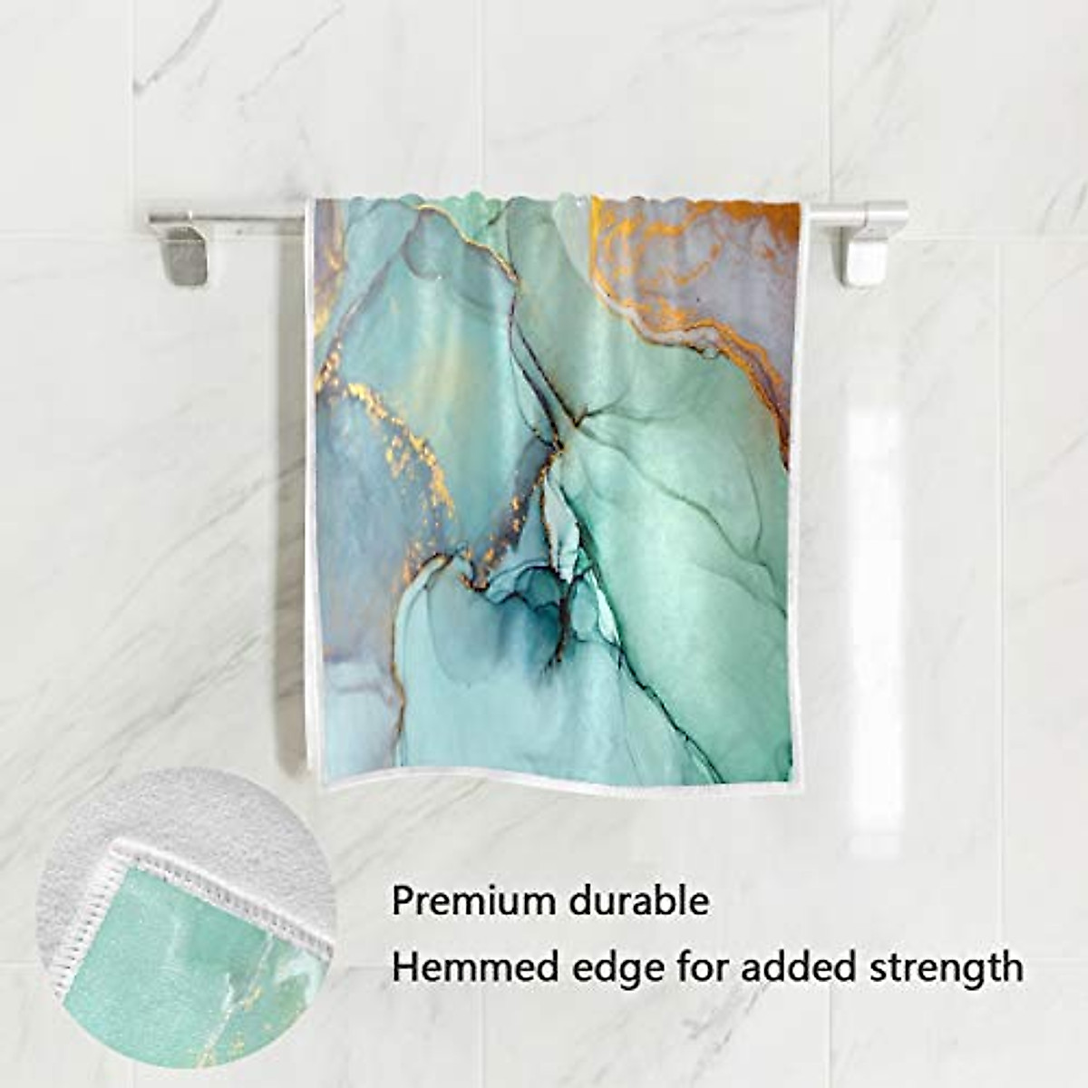 ATTX Marble Cotton Soft Hand Towels for Bath Decorative Guest Towels Fingertip Towels for Bathroom Spa Gym,15 x 30 inches