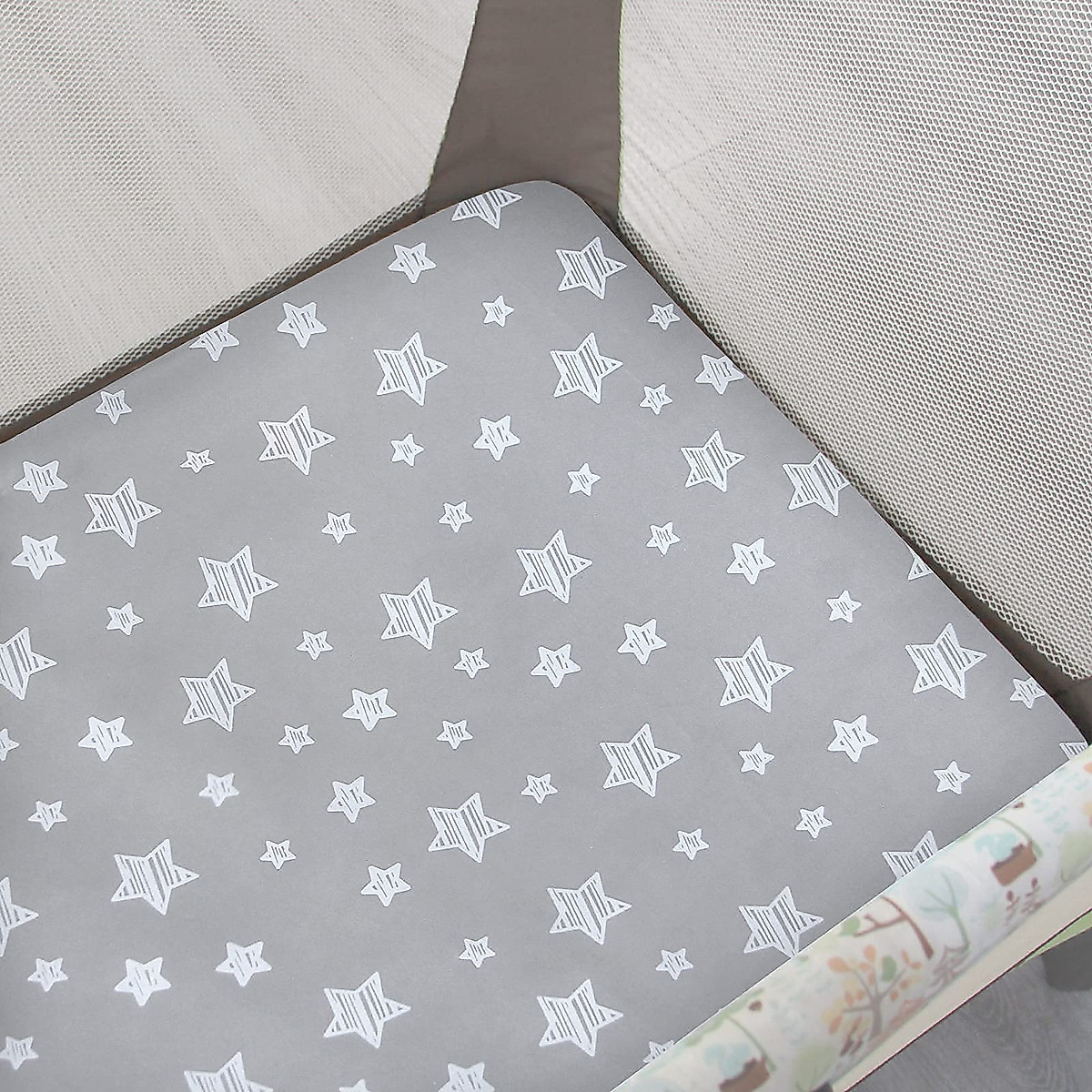 Pack and Play Sheet Quilted, Breathable Thick Playpen Sheets, Lovely Print Mattress Cover, Mini Crib Sheets, 2 Pack Pack and Play Sheets, Stretchy Pack n Play Playard Fitted Sheet