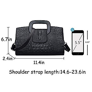 Goodbag Vintage Flap Tote Top Handle Satchel Handbags Crocodile Pattern PU Leather Clutch Purse Shoulder Bag for Ladies