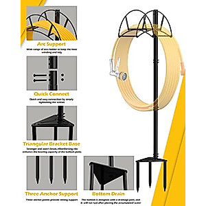 Suchek Metal Garden Hose Holder Stake, Freestanding, Heavy Duty Water Hose Stand, In Ground Hose Rack Organizer for Outside Yard (Black)