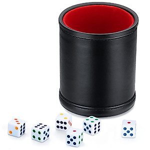 Delta-shop Felt Lined Professional Dice Cup - with 6 Dice Quiet for Yahtzee Game