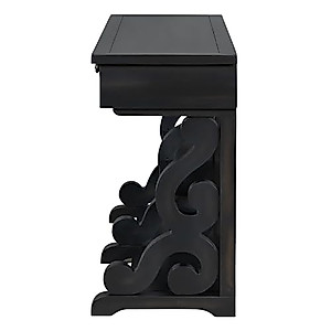 Retro Wood Console Table with Ample Storage, Classic Sideboard with 2 Drawers and Open Adjustable Shelves for Entrance Dinning Room Living Room Corridor Hallway (Antique Black-pzm3)