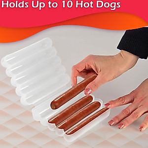 Home-X Hot Dog Keeper – Convenient, BPA-Free, Clear Hot Dog Container – Compact & Airtight Storage Container for Freshness – Leak-proof, Hinged Lid Sausage Storage Container - Holds Upto 10 Hot Dogs