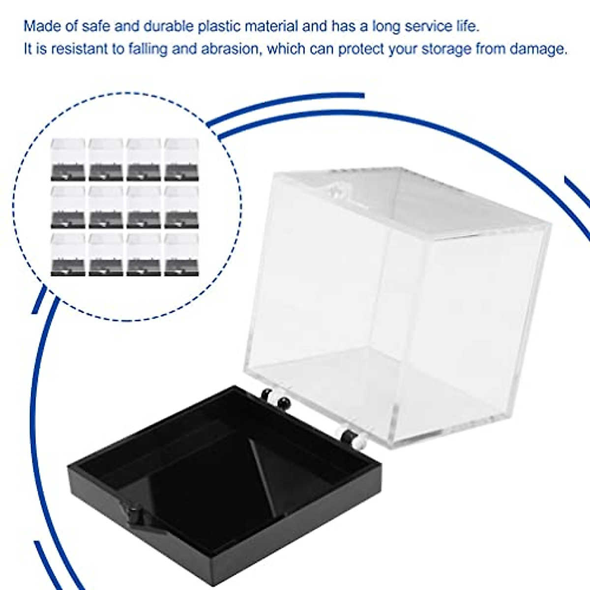 Cabilock Clear Specimen Display Cases 12pcs Plastic Mineral Specimen Storage Cases Square Sample Displaying Boxes Jewelry Organizer Tray