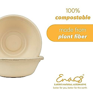 Earth's Natural Alternative 100% Compostable Paper Bowls [32oz 50 Pack] Soup Bowls, Pasta, Cereal, Salad, Ice Cream, Disposable Bamboo Large Bowls, Biodegradable, Unbleached