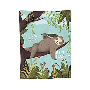 Sloth Throw Blanket Flannel Plush Soft Warm Blankets 60"X50" for Kids Adults Gift Sofa Chair Bed Office