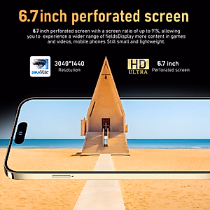 xixaomiro i14Pro 2023 Unlocked 5G Android Cell Phone 8GB + 512GB 1TB Expandable 6.7 "FHD 90Hz Display Screen 6800mAh Battery Mobile Phone 13 MP/48MP Camera Dual Sim Card (Golden)