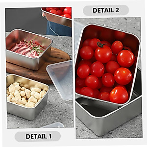 AUTSUPPL 4pcs Boxes Crisper Freezer Meal Prep Container Stainless Bread Lid Portable Refrigerator Fruit Containers for Fridge Keep Fresh Kimchi Container Sealing Food Boxes Stainless Steel