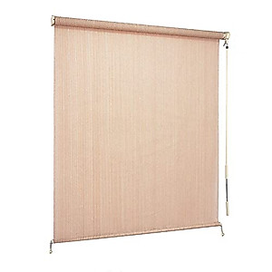 HTTMT- 8'W x 8'L Roller Shade Blind Roll up w/Crank for Deck Porch Balcony Patio Light Filter [P/N: ET-KLB-HT8*8-Beige]