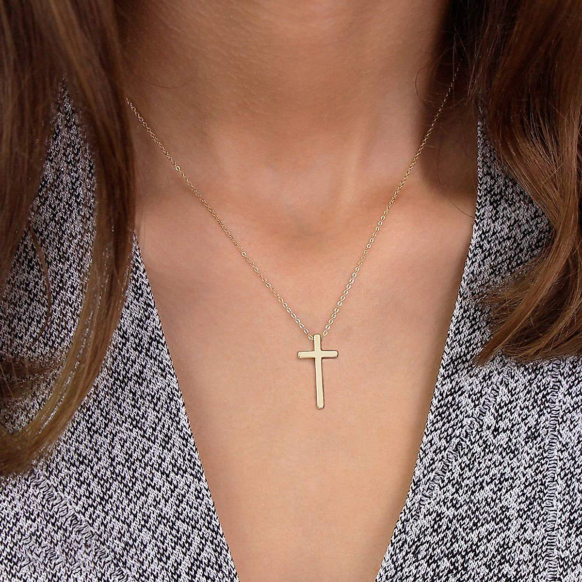 IEFLIFE 14K Gold Filled Cross Pendant Necklaces for Women, Mothers Day Birthday Gifts