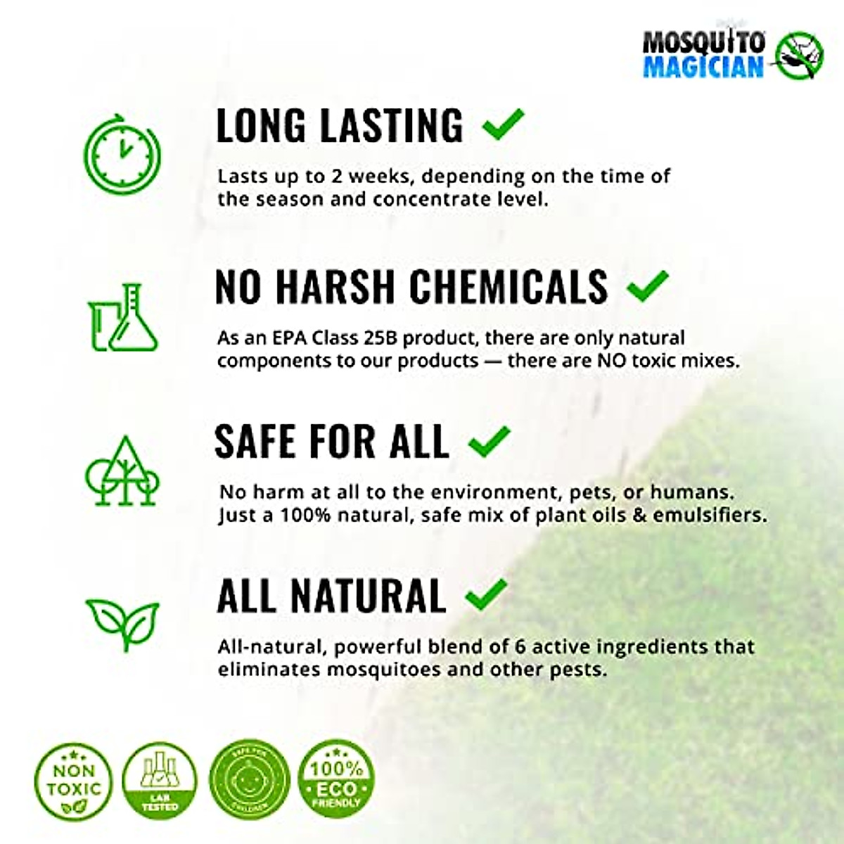 Mosquito Magician Natural Mosquito Killer and Insect Repellent Concentrate - Makes 32 Gallons of Spray for Your Yard and Patio - 1 Gallon