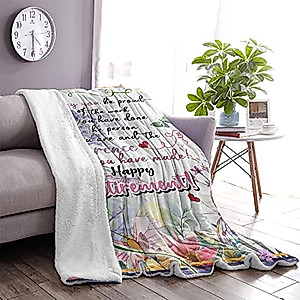 Retirement Gifts for Women 2023, Best Retirement Gifts for Mom Grandma Wife Boss, Farewell Gifts for Coworkers, Ultra-Soft Floral Happy Retirement Throw Blanket for Teachers,Nurses, 60"x 50"
