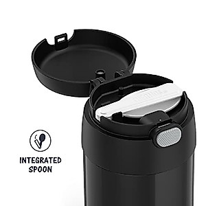 THERMOS FUNTAINER 10 Ounce Stainless Steel Vacuum Insulated Kids Food Jar with Folding Spoon, Navy & FUNTAINER 10 Ounce Stainless Steel Vacuum Insulated Kids Food Jar with Folding Spoon, Black