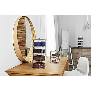 ELYPRO Premium Acrylic Belt Organizer - Sleek, Multi-Functional Storage for Belts, Jewelry, Makeup & Hair Accessories - Transparent, Rotating Drawers, Stackable & Wall-Mountable Design (XL-4)