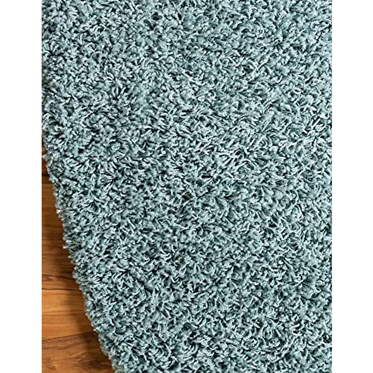 Rugs.com - Über Cozy Solid Shag Collection Rug – 3' x 5' Oval Light Slate Blue Shag Rug Perfect for Living Rooms, Large Dining Rooms, Open Floorplans
