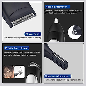 Hair Trimmer for Men Cordless Hair Clippers Beard Trimmer,Nose Hair Trimmer,Eyebrow Trimmer,Body Groomer,6-in-1 LED Display Rechargeable Hair Cutting Kit