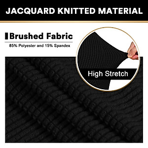 PrinceDeco Stretch Armless Futon Cover Futon Slipcover Full Queen Size Futon Couch Cover Futon Sofa Cover Futon Bed Cover Furniture Protector with Elastic Bottom, Checked Pattern Jacquard, Black