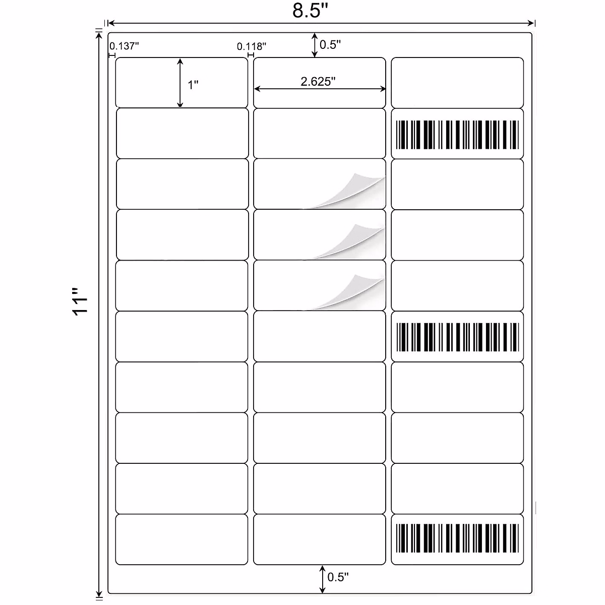 1" x 2-5/8" Shipping Address Labels 3000 Label Stickers Paper for Laser/Inkjet Printer 30 per Page Printable Mailing Labels - Matte, 100 Sheets