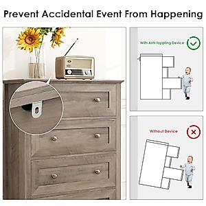 FACBOTALL 4 Drawer Dresser, Small Dresser with 4 Drawers, Chest of Drawers Hallway Living Room, Wash Gray