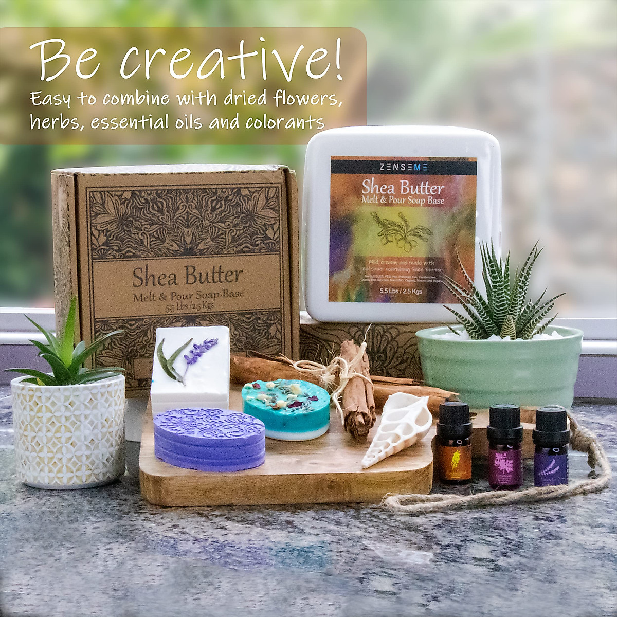 ZenseMe Bundle of Soap Making Kit with 5.5 LB Shea Butter Soap Base Bundle | DIY Melt and pour organic natural supplies for adults, beginners and experts