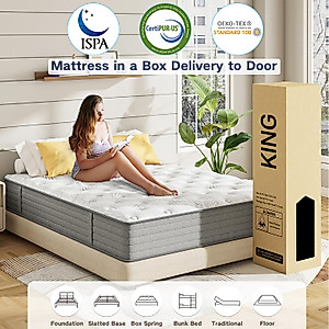 King Mattress, 12 Inch King Size Mattress in a Box,Memory Foam Hybrid Mattress,with Individual Pocket Spring for Motion Isolation & Silent Sleep, Pressure Relief,Medium Firmness,76"*80"*12"