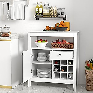 scolyk Wine Cabinet with Storage: Bar Cabinet with Storage, White Coffee Bar Cabinet with Storage, Liquor Cabinet Bar for Home, Mini Bar Cabinets for Liquor and Glasses