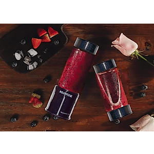 Portable Smoothie blender Glass bottle Mini USB rechargeable 2 battery Handheld Shakes blend Cup USB juicer Cordless (Jet Black)