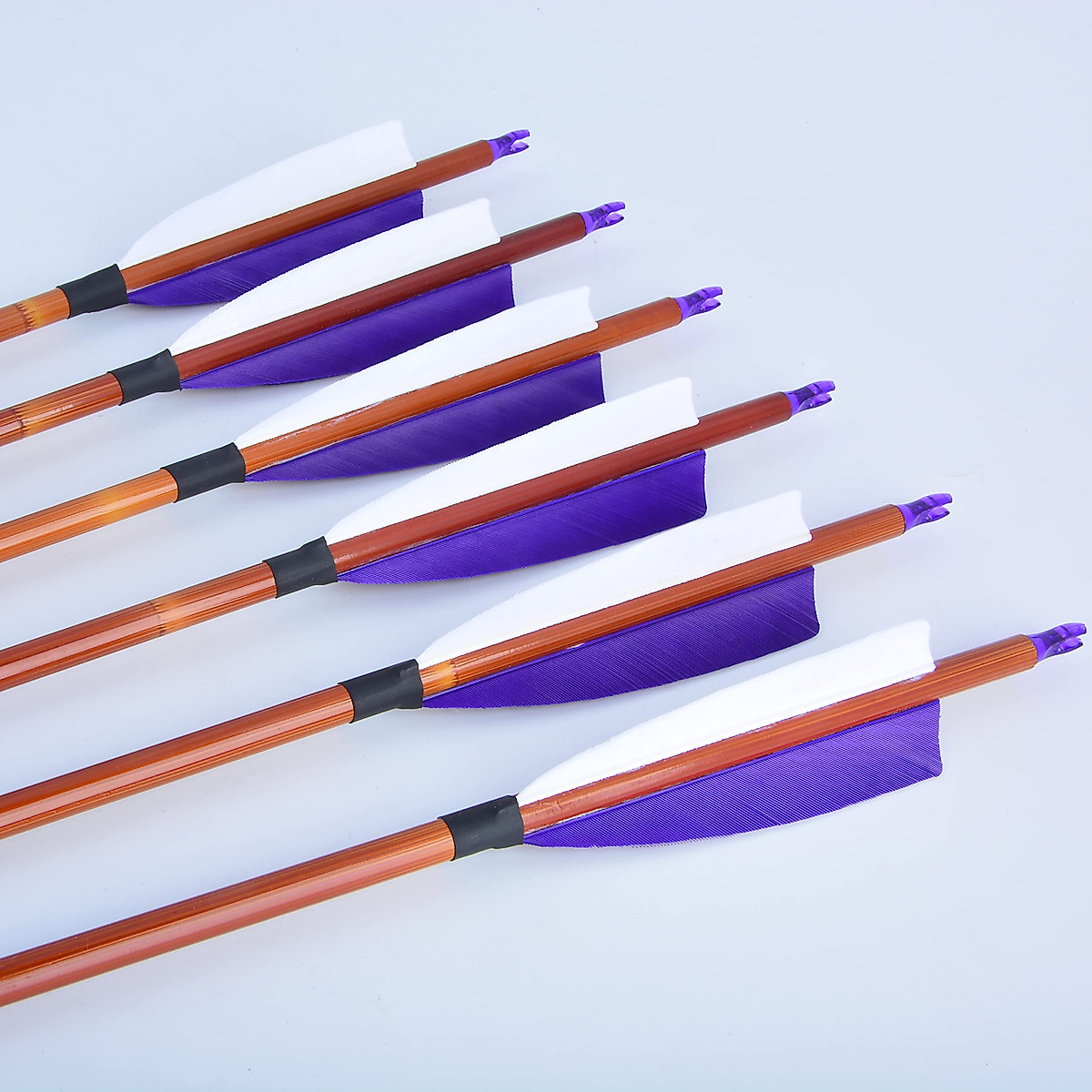 AMEYXGS 30inch Carbon Arrows Hunting Aiming Practice Arrows Spine 500 with 4inch Shield Turkey Feather Detachable Arrowhead for Recurve Compound Bow Longbow 12pcs (12Pcs Purple)