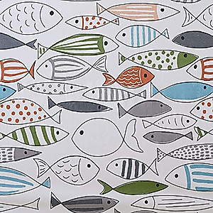 HipStyle - Sardinia - Modern Multi-color Fish - Cotton Printed - Designer Shower Curtain - 72" x 72" - Machine Washable