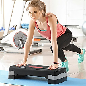 Smartxchoices 30'' Aerobics Stepper Workout Step Platform with 4" - 6" - 8" Adjustable Risers, Fitness Exercise Workout Trainer,Non-slip Step Platform for Cardio, Core, Strength Training,Home Gym