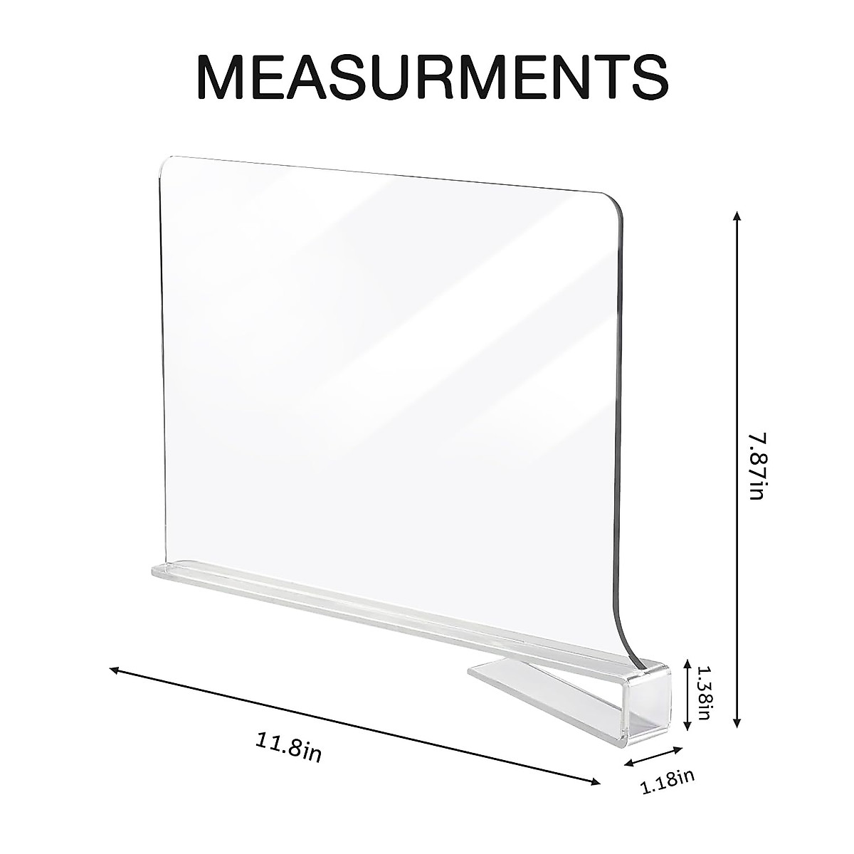Generic Acrylic Shelf Dividers - 8Pcs Closet Shelf Divider Organizer - Adjustable Separator Clear Dividers for Shelves Wooden, Transparent