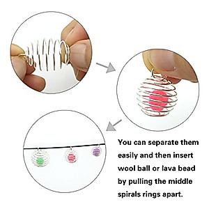 JIALEEY Spiral Bead Cages Pendants, 30 PCs 3 Sizes Silver Plated Stone Holder Necklace Cage Pendants Findings for Jewelry Making and Crafting