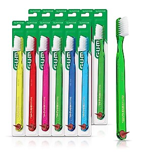 GUM Classic Soft Toothbrush, Includes Rubber Tip Dental Pick 1ct (Pack of 12)