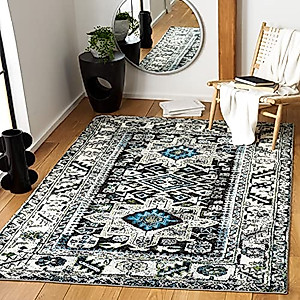 SAFAVIEH Vintage Hamadan Collection Area Rug - 9' x 12', Blue & Grey, Oriental Traditional Persian Design, Non-Shedding & Easy Care, Ideal for High Traffic Areas in Living Room, Bedroom (VTH211N)