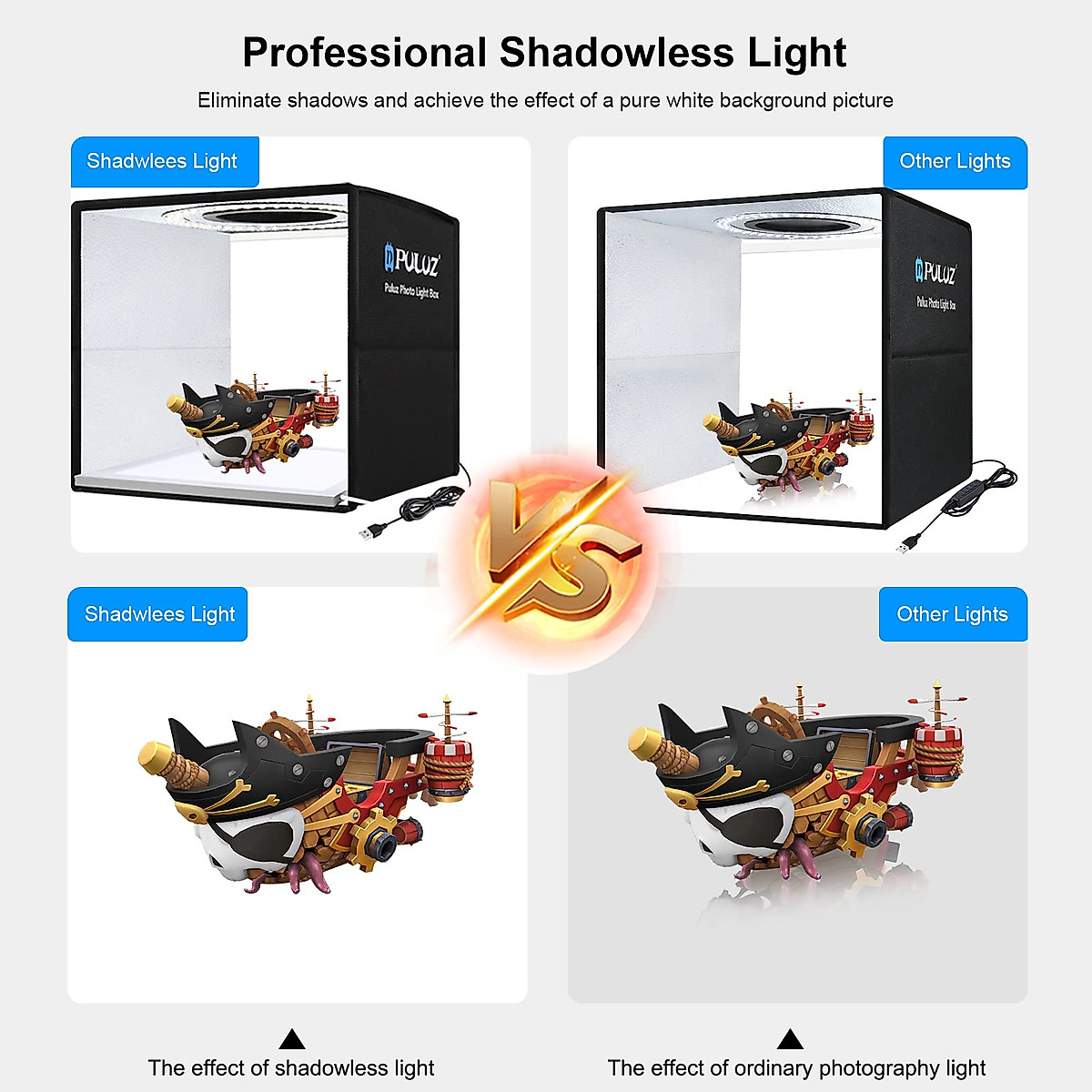 PULUZ 29cm Photography Shadowless Light Panel Ultra Bright LED Fill Light Background Panel Touch Bottom Light Photo Box Light with USB-C Power Suitable for Jewelry Cosmetic Handicraft Shooting